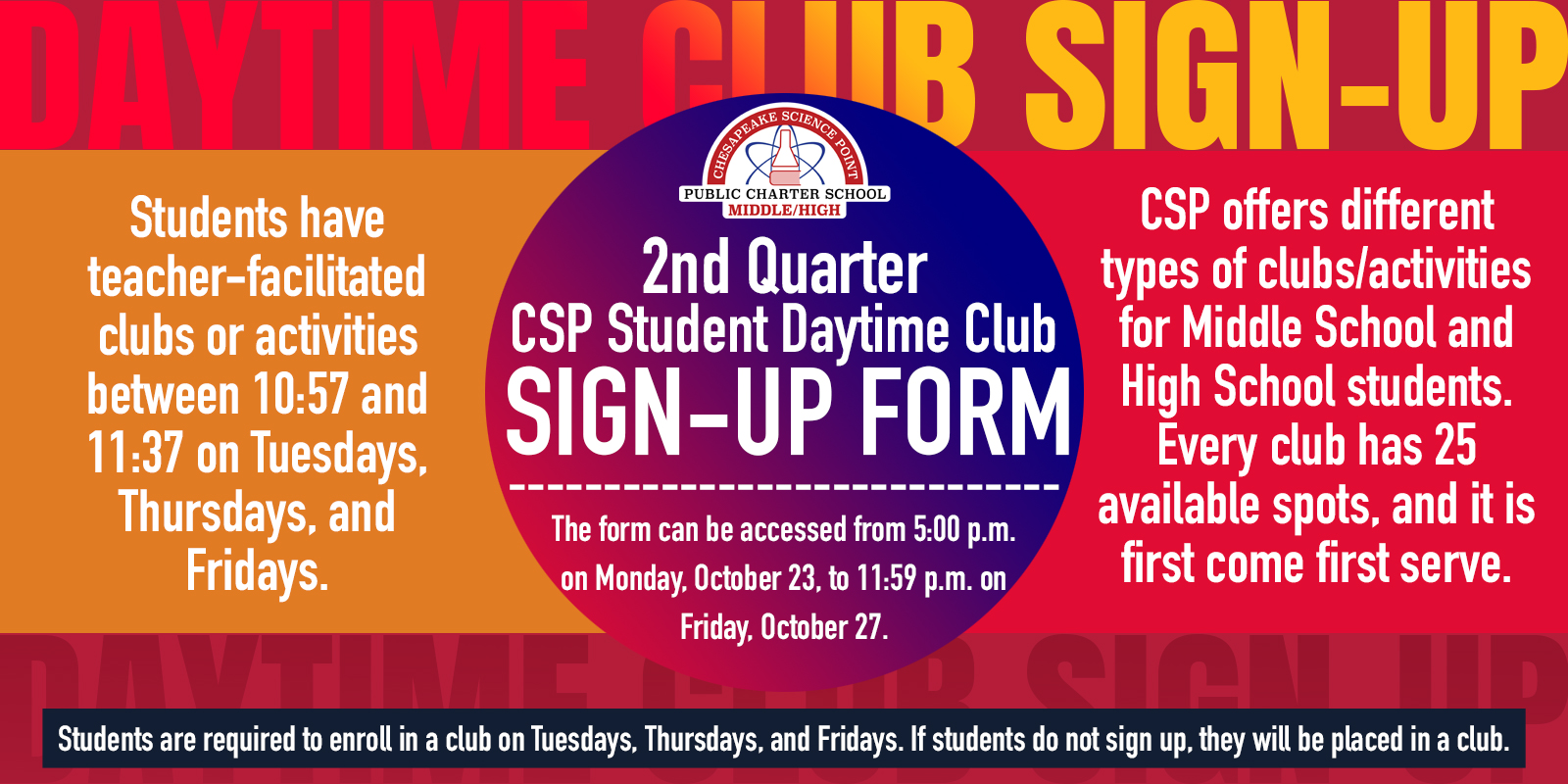 2nd Quarter Daytime Club Sign-Up Form 2023-24 – Chesapeake Science ...